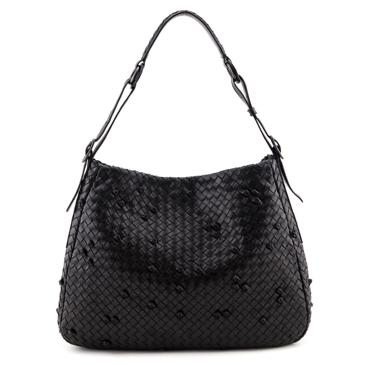 Bottega Veneta Black Nappa Intrecciato Naruto Knot Shoulder Bag