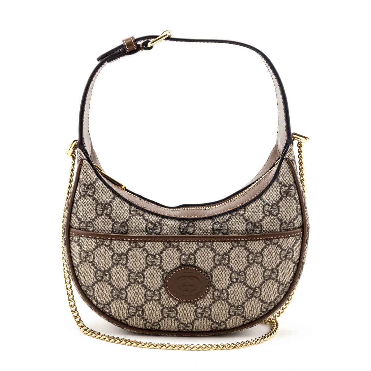 Gucci Beige GG Supreme Monogram Mini Retro Interlocking G Half Moon Ba