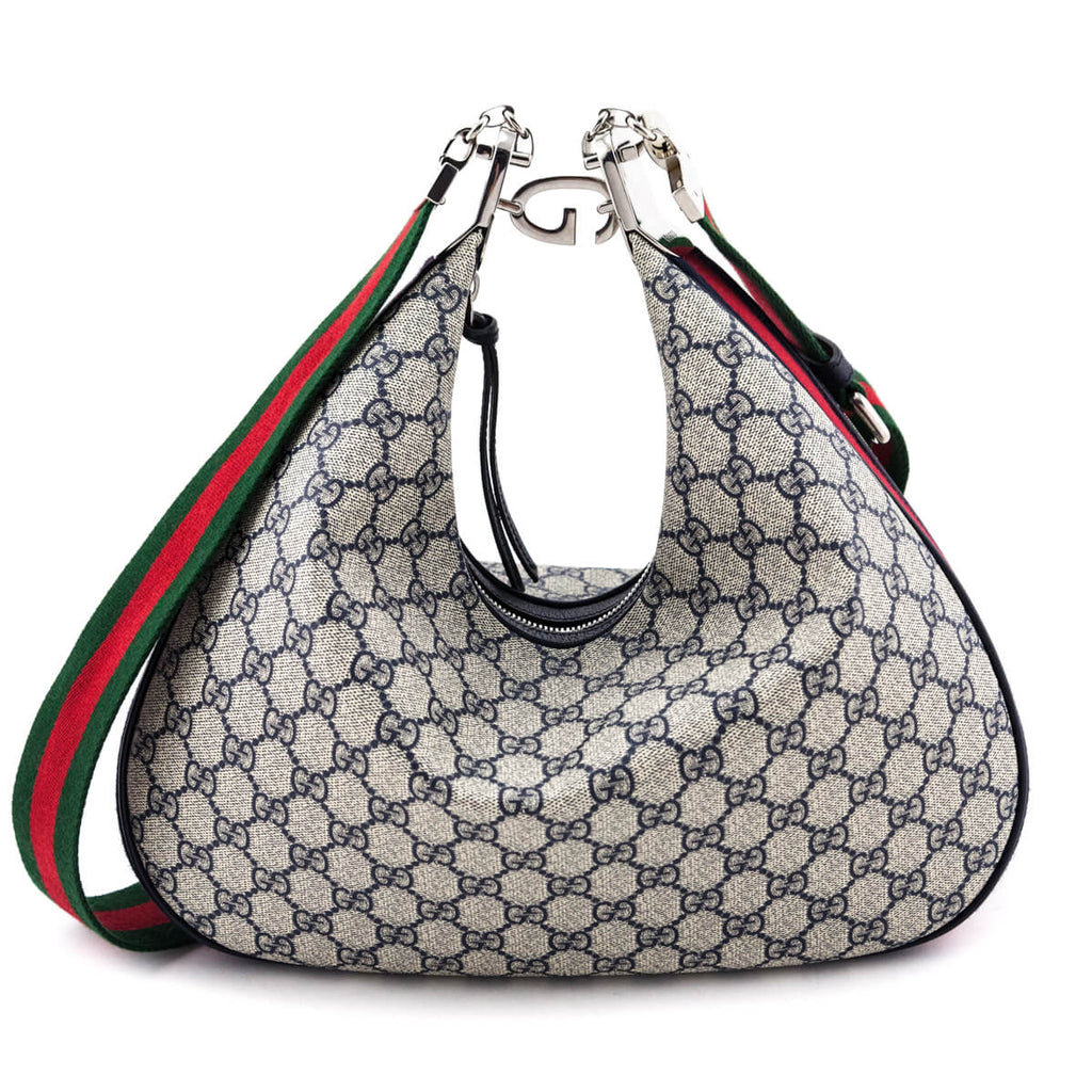 Gucci Blue & Beige GG Supreme Large Attache Bag - Shop Current Gucci