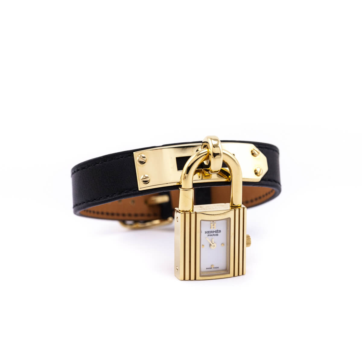 Hermes Gold-Plated Dual Leather Kelly Watch - Preloved Hermes Kelly ...