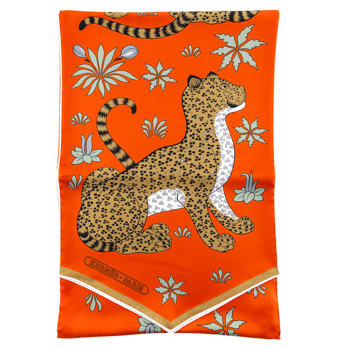 Hermes Orange Les Leopards Silk Muffler - Authentic Hermes CA – Love ...