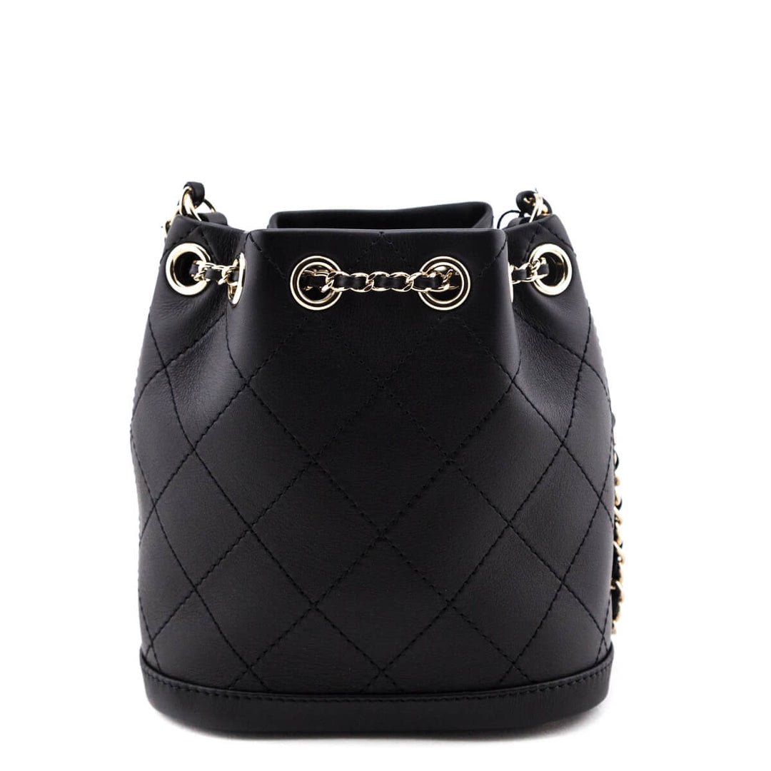 Chanel Black Stitched Calfskin Mini Drawstring Bag GHW – Love that Bag etc