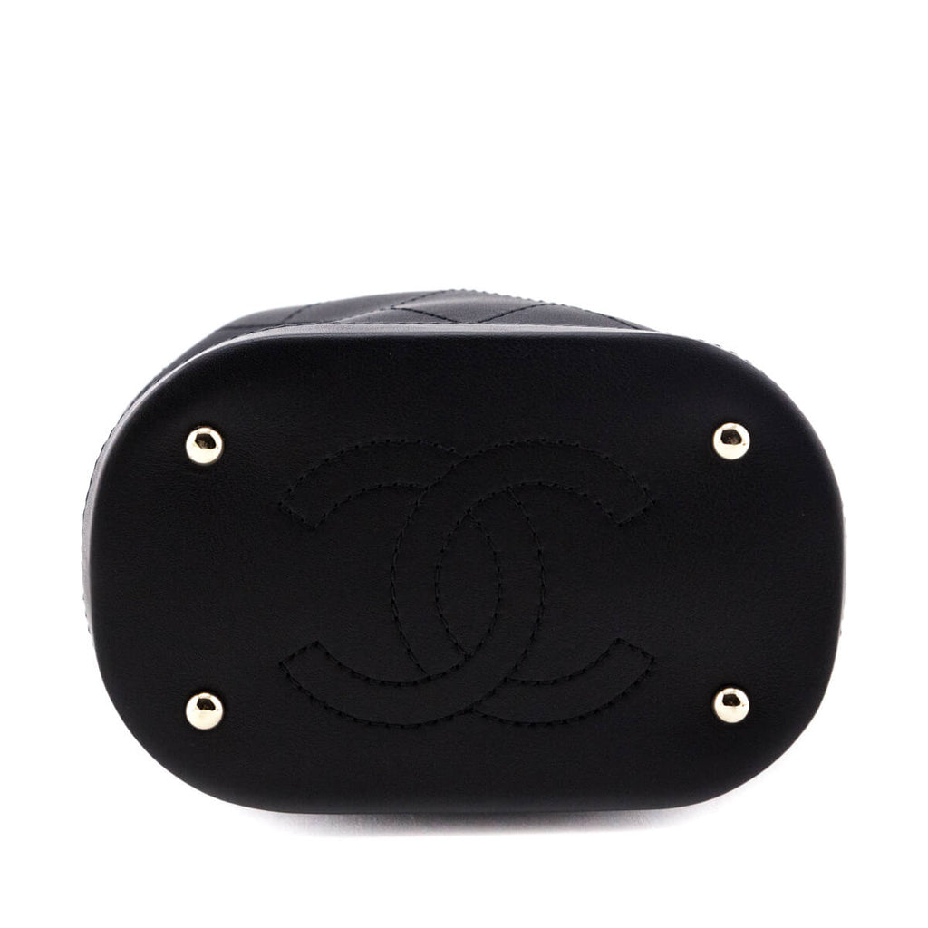 Chanel Black Stitched Calfskin Mini Drawstring Bag GHW